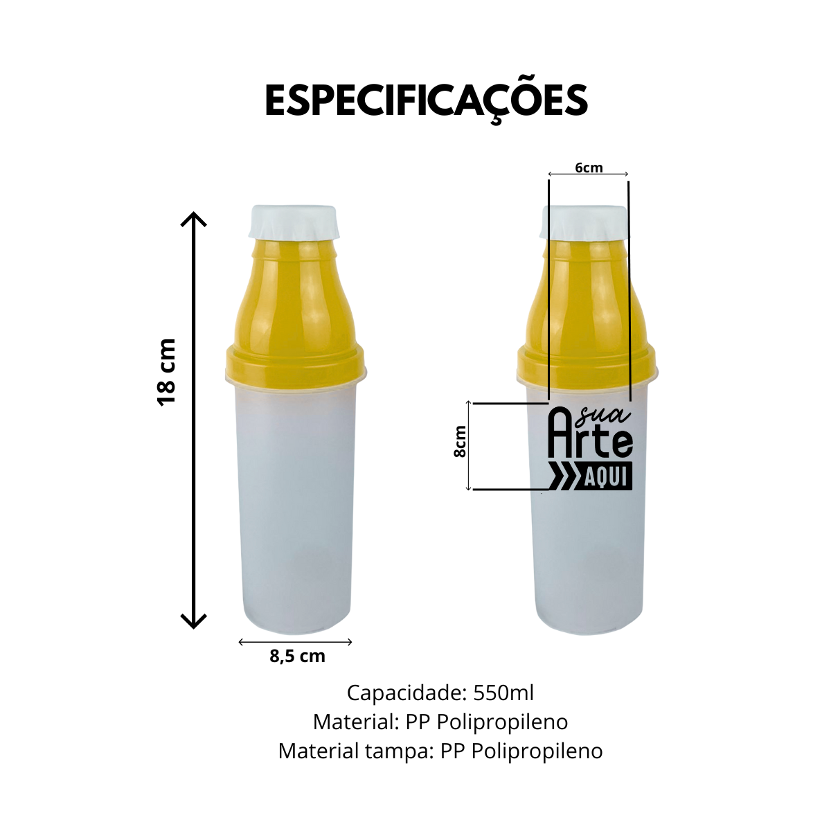 Kit 100 Garrafa Bicolor Personalizada 550ml
